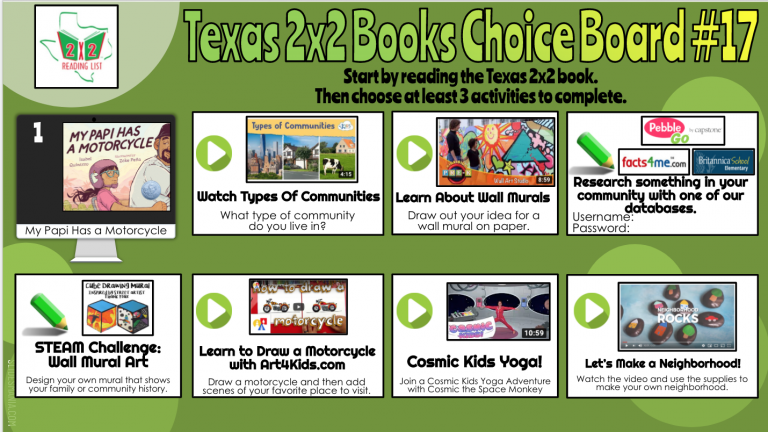 Using Choice Boards With the Texas 2x2 Books - Lessons by Sandy