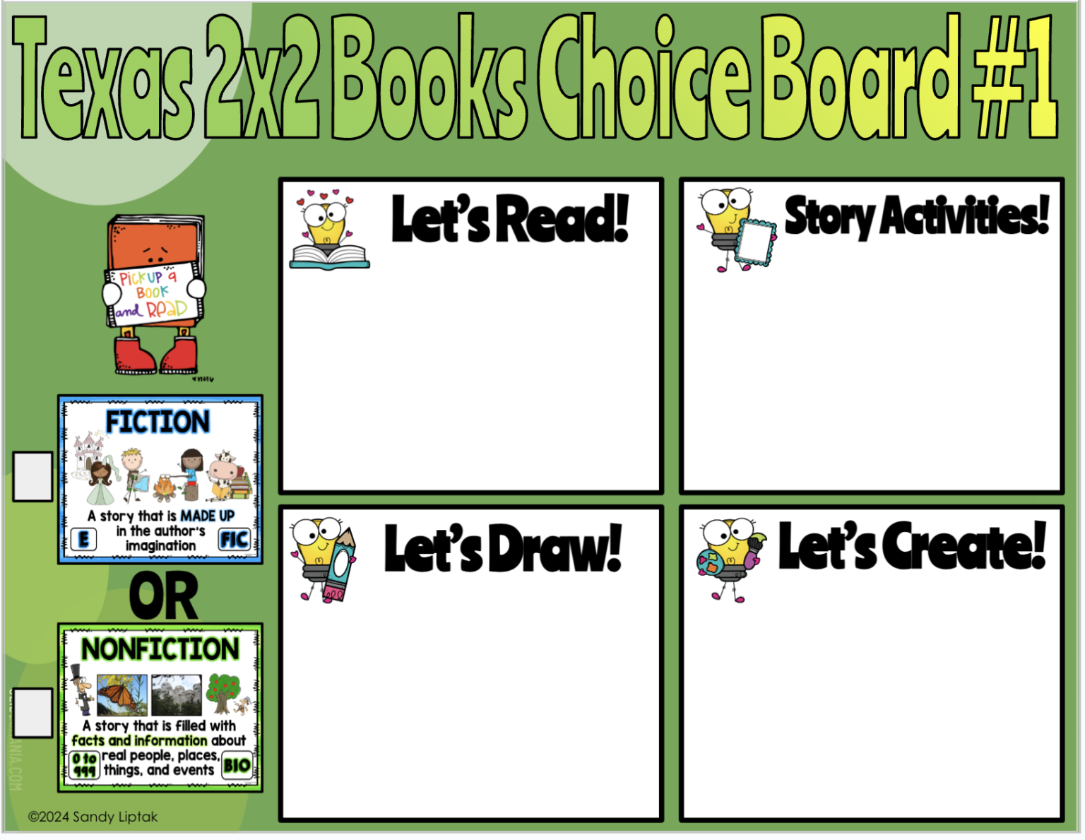 Using Choice Boards With the Texas 2x2 Books - Lessons by Sandy